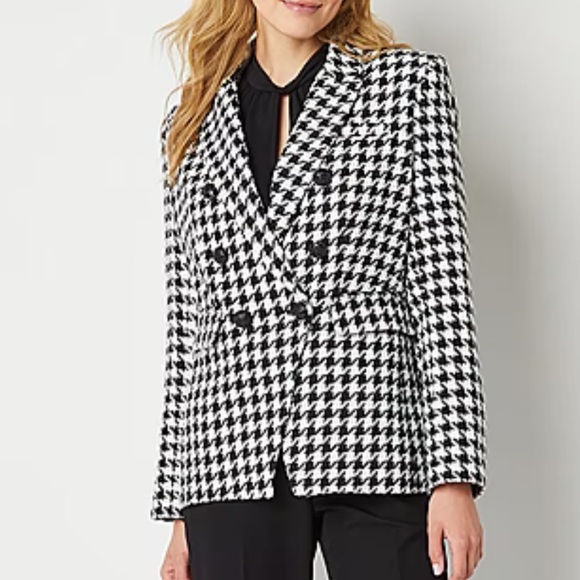 Interesting Black And White Houndstooth Blazer Photos
